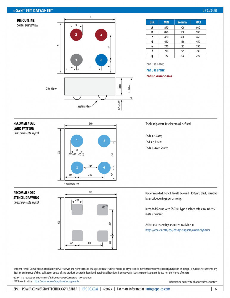 EPC2038 technical document page 6
