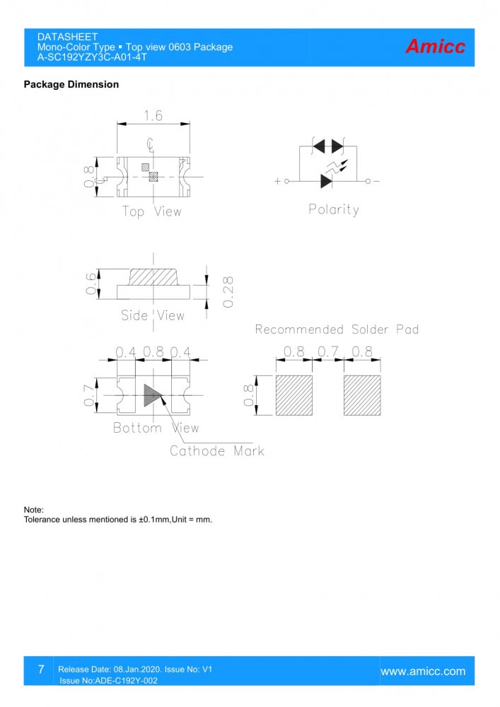 Amicc A-SC192YZY3C-A01-4T datasheet page 7