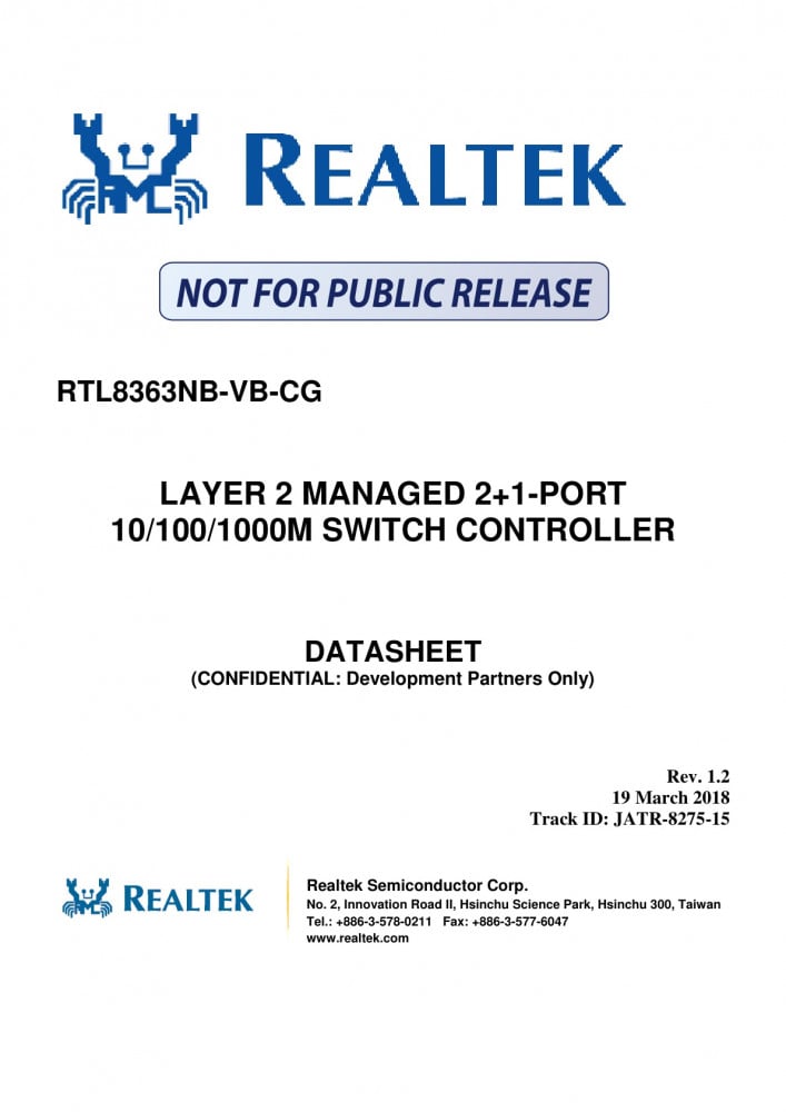 RTL8363NB-VB-CG datasheet page 1