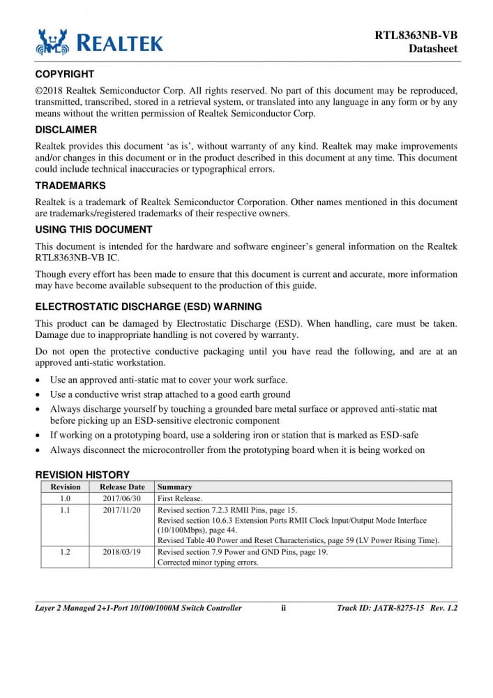 RTL8363NB-VB-CG datasheet page 2