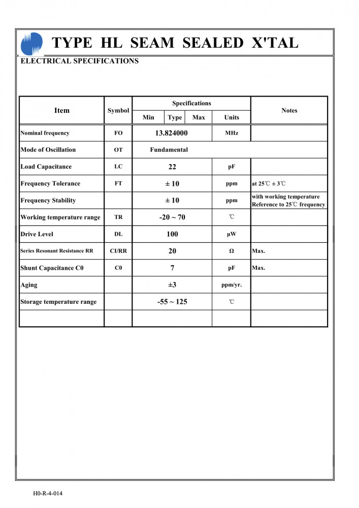 HB13824B001 specification page 2