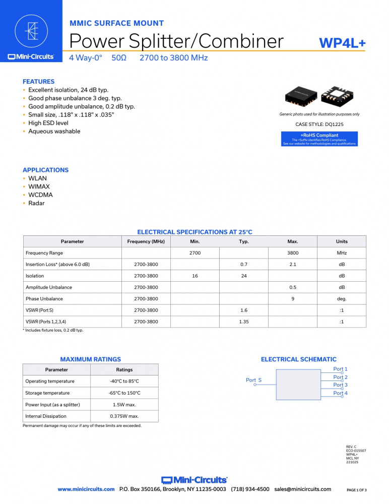 WP4L+ datasheet page 1