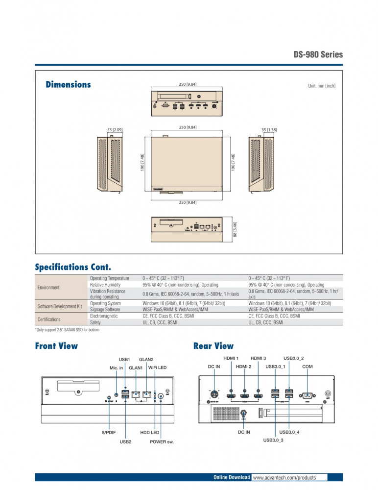 ADVANTECH DS-980GL-U4A1E datasheet page 2