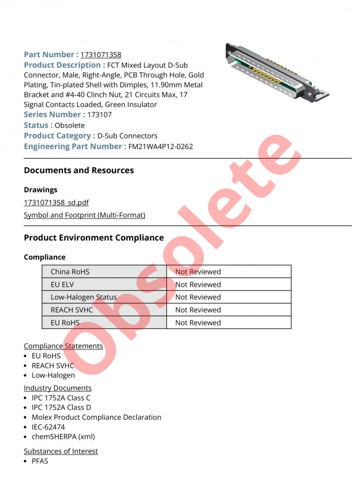 MOLEX 1731071358 technical drawing page 1
