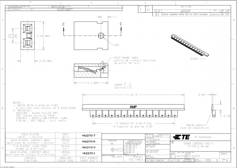 TE Connectivity 142270-3 technical drawing