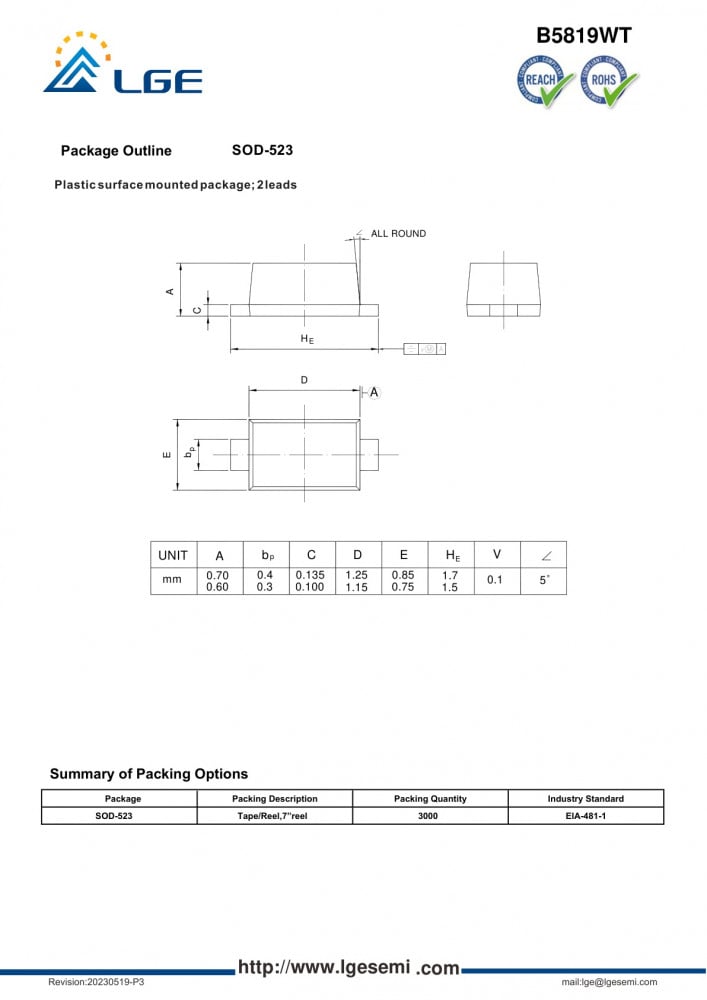 B5819WT datasheet page 3