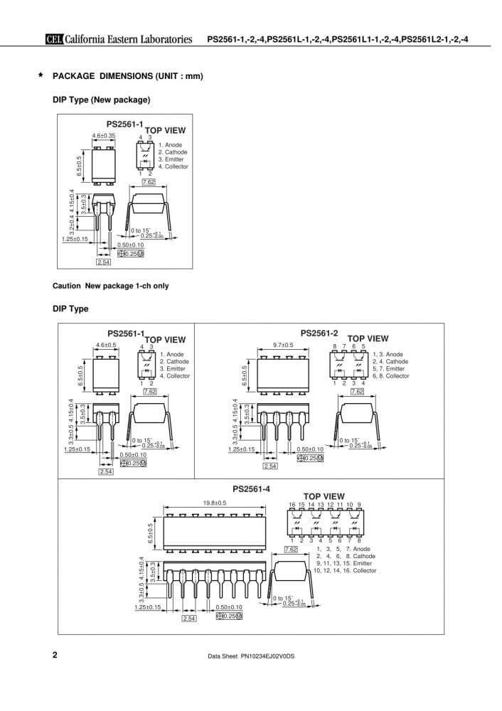 PS2561 series datasheet page 2