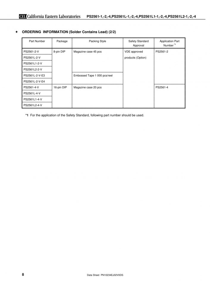 PS2561 series datasheet page 8