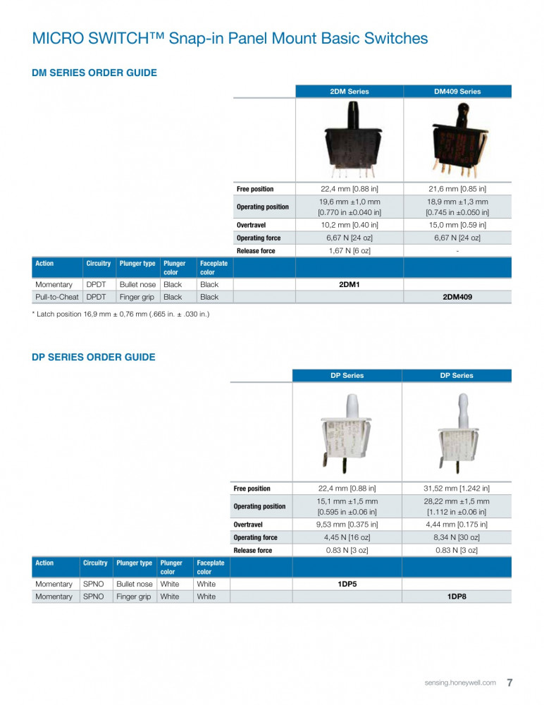 Honeywell DM DP datasheet page 7