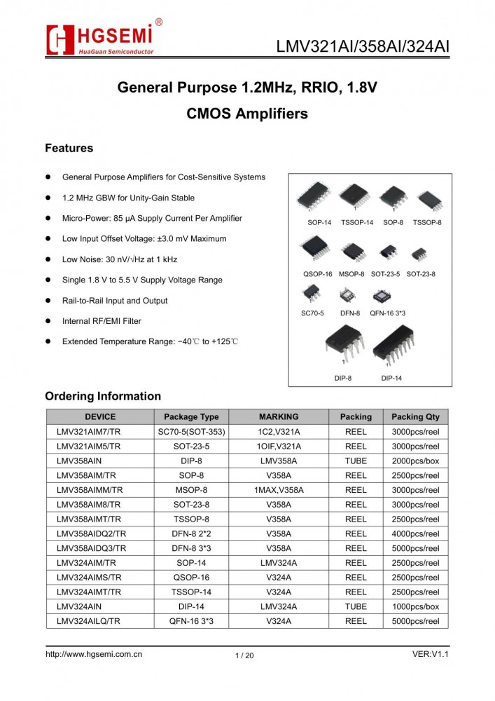 LMV358AIM/TR datasheet page 1