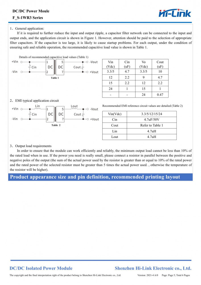 HI-LINK F1212S-1WR3L datasheet page 5