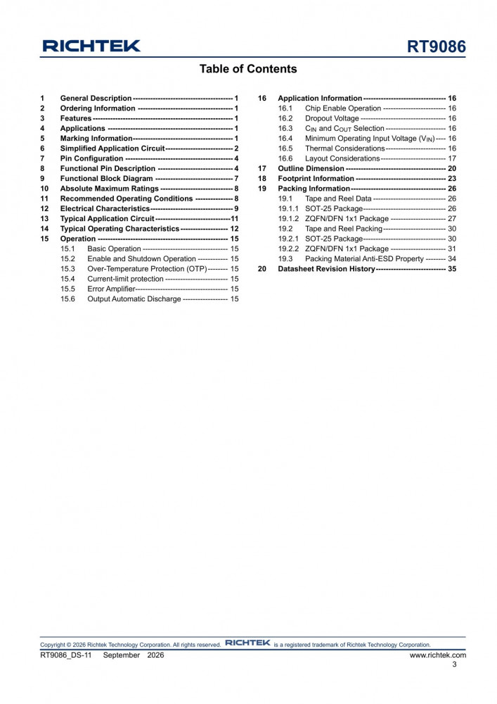 RT9086 datasheet page 3