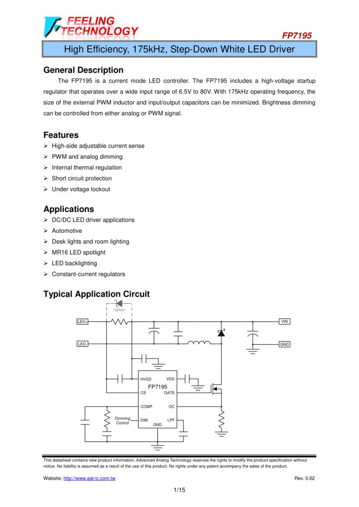 FP7195XR-G1 datasheet page 1