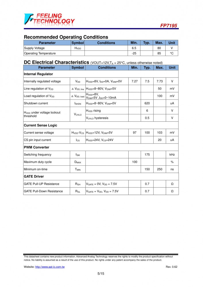 FP7195XR-G1 datasheet page 5