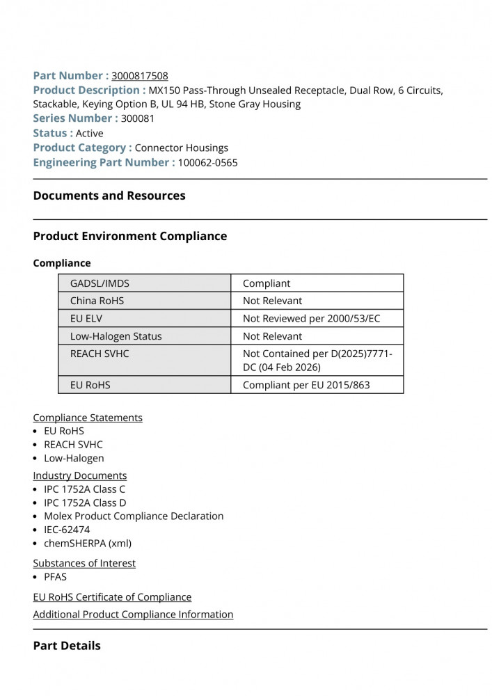 Product technical document preview, page 1