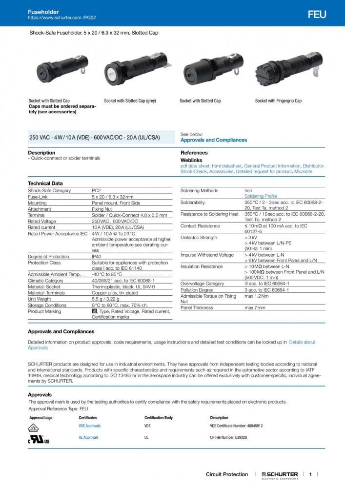 SCHURTER 0031.1753 datasheet page 1