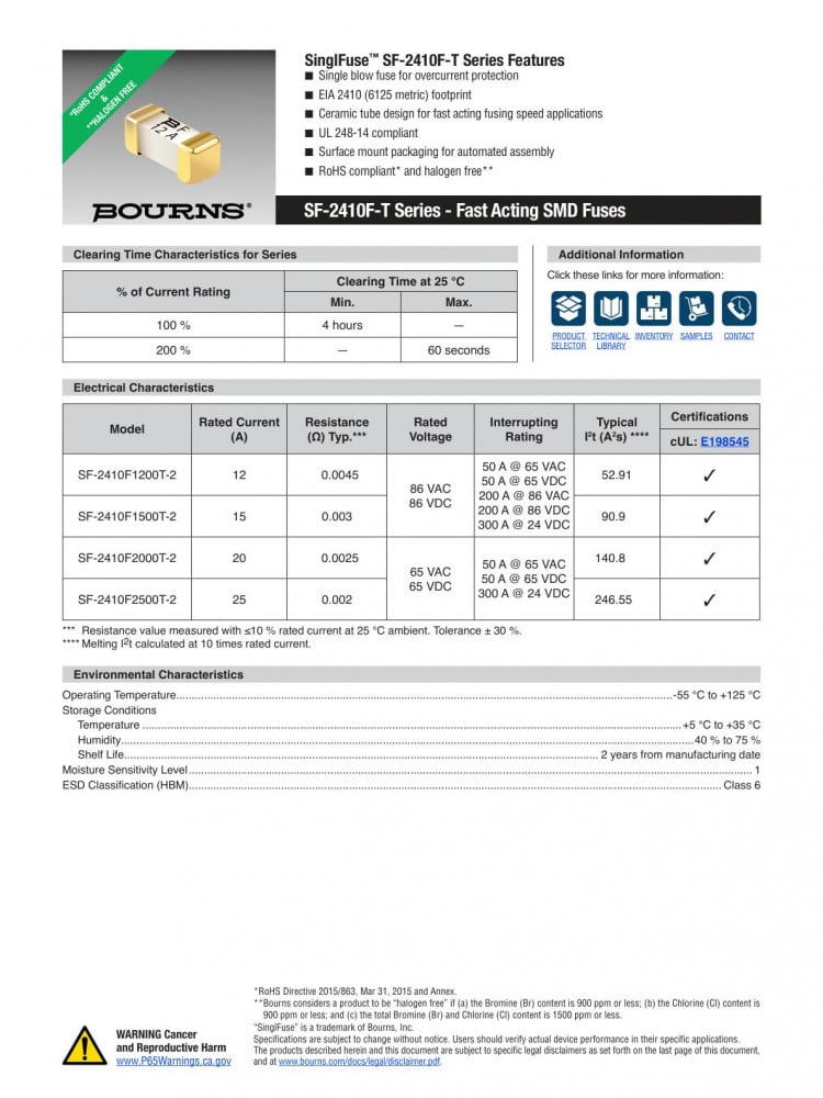 BOURNS SF-2410F-T datasheet page 1