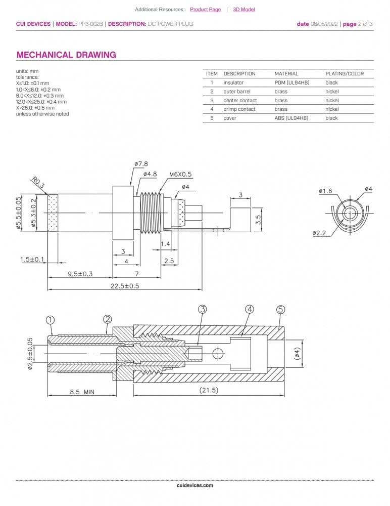 PP3-002B datasheet page 2