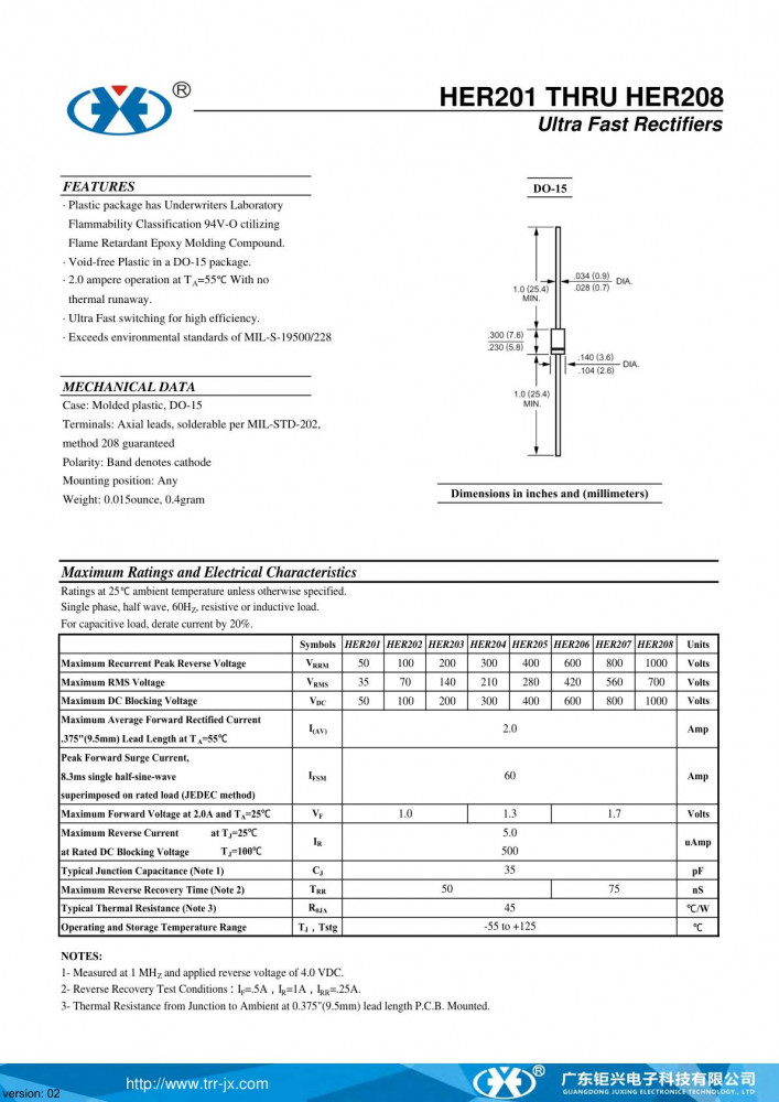 HER203 datasheet page 1