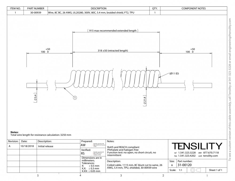Technical drawing page for Tensility International model 31-00120