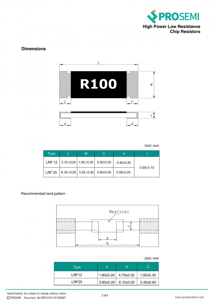 LRF12AF1P0R150 technical document page 2