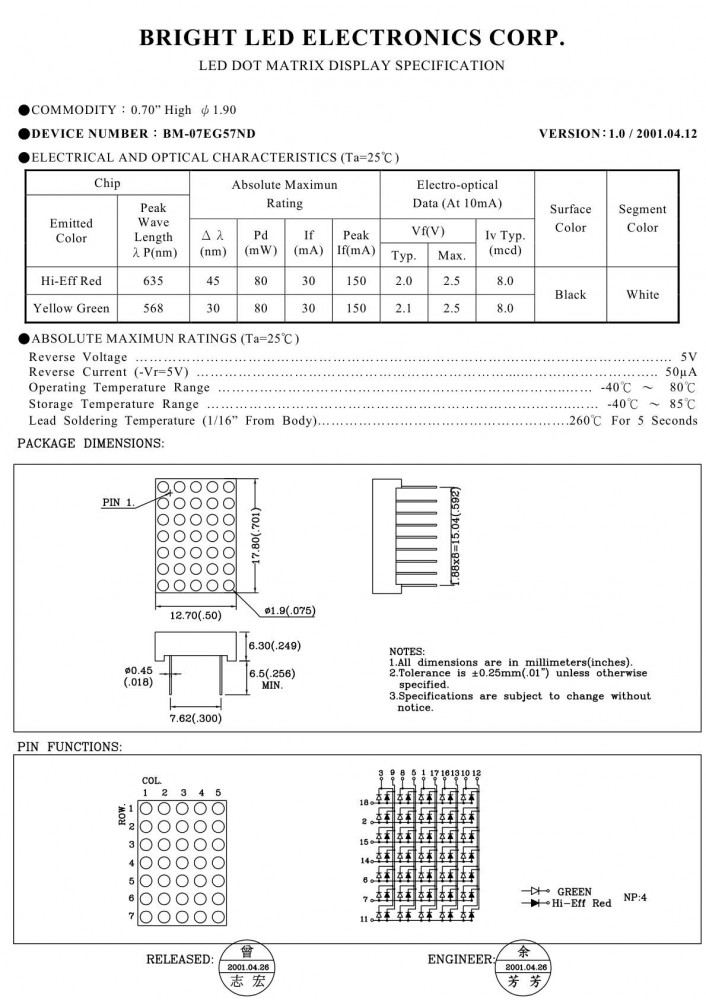 BM-07EG57ND technical document page 1