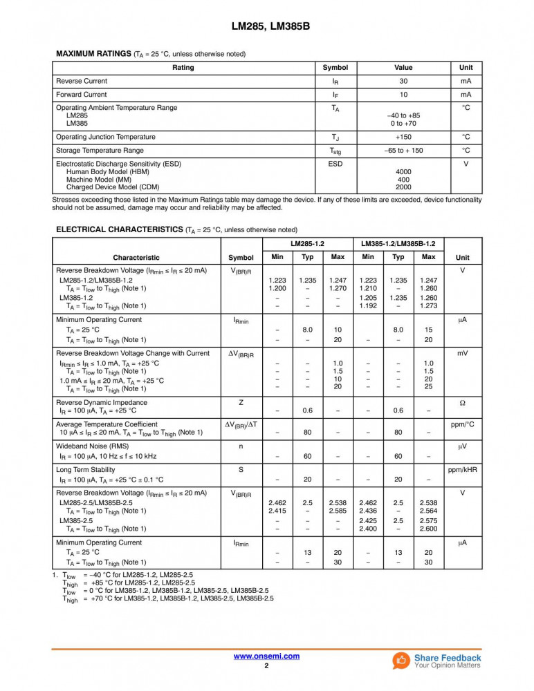 LM385B datasheet page 2