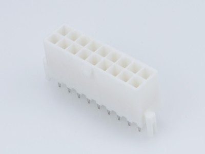 Mini-Fit Jr. Vertical Header, 4.20mm Pitch, Dual Row, 14 Circuits, with Snap-in Plastic Peg PCB Lock, Gold, Natural
