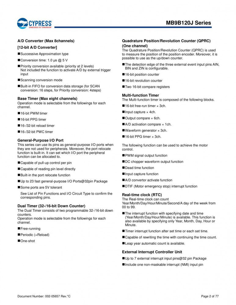 CY9BF121JPMC-G-JNE2 datasheet page 4