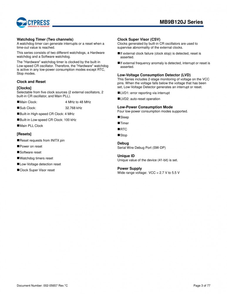 CY9BF121JPMC-G-JNE2 datasheet page 5