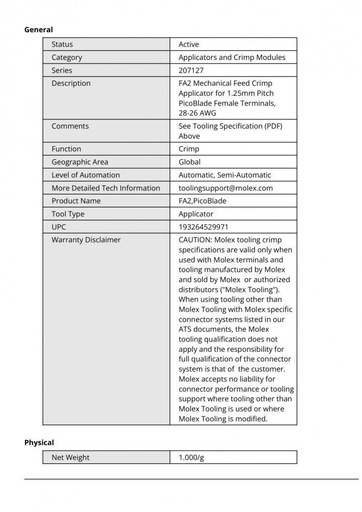 MOLEX tooling document preview, page 2