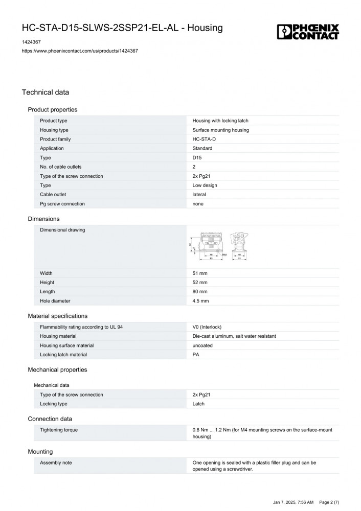 Phoenix Contact 1424367 technical document page 2
