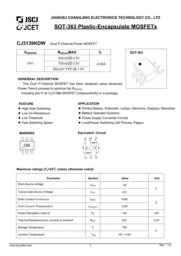 CJ3139KDW datasheet page 1