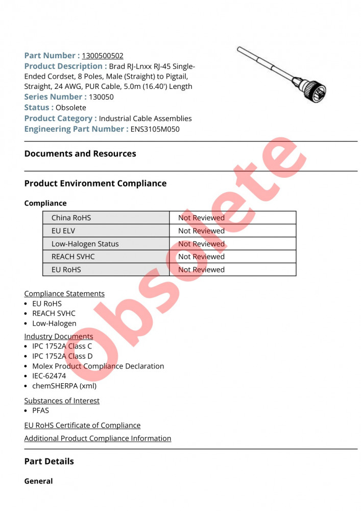 MOLEX 1300500502 product document image 1