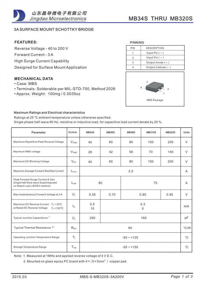 MB310S datasheet page 1