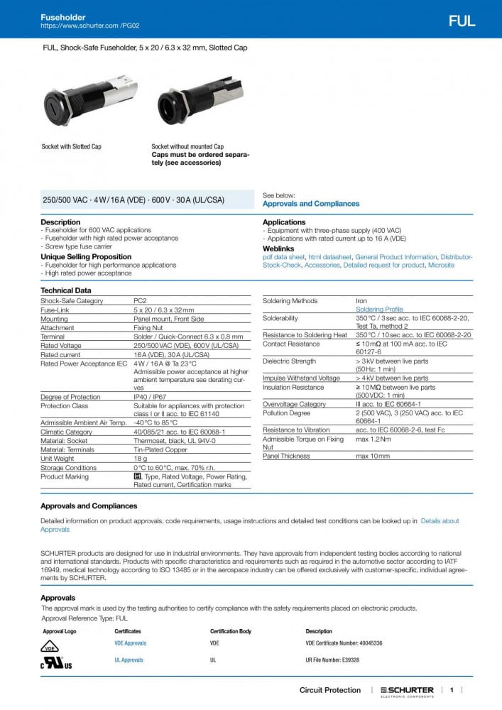 SCHURTER 0031.2303 datasheet page 1