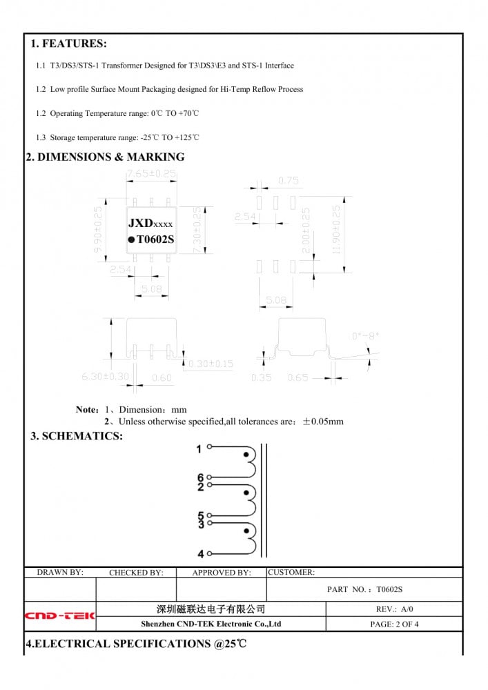 T0602S specification approval page 2
