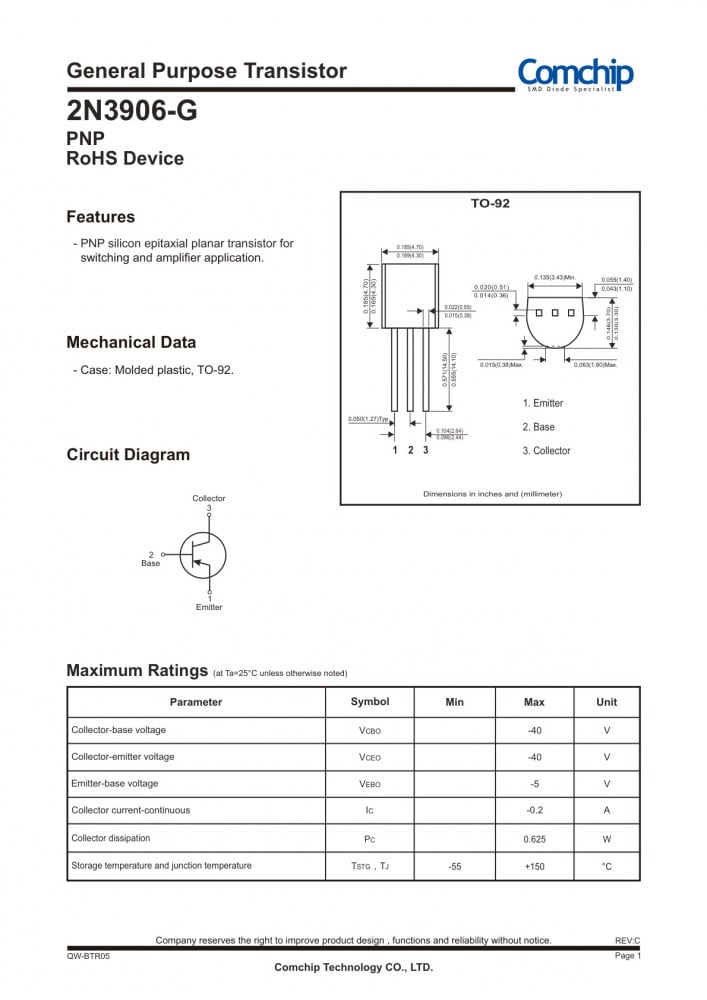 2N3906-G datasheet page 1