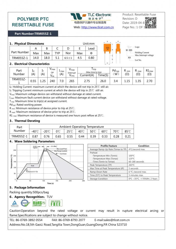 TRM055Z-1 technical document preview