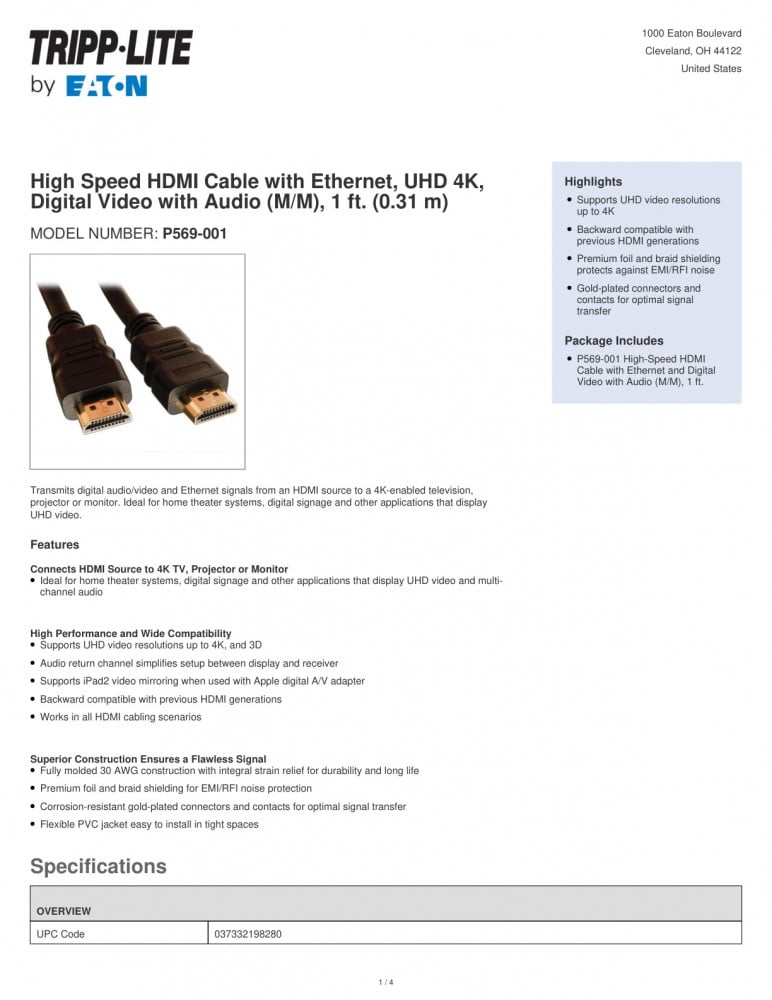 P569-001 technical document page 1