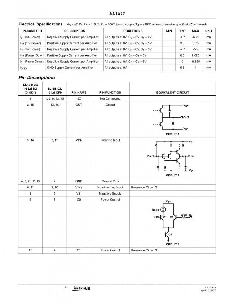 EL1511 datasheet page 4