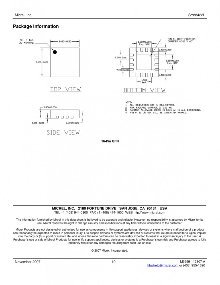 SY88422LMG datasheet page 10