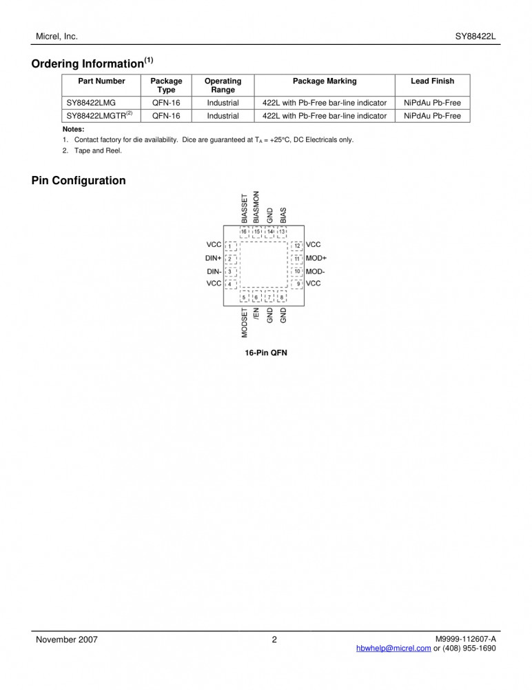 SY88422LMG datasheet page 2