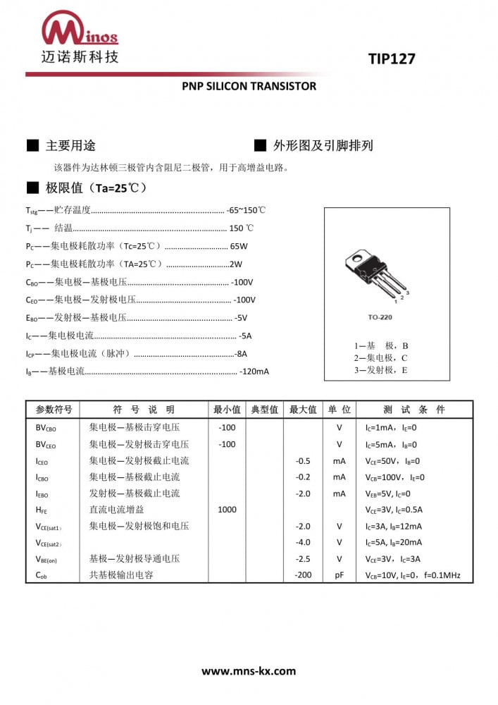 TIP127 datasheet page 1