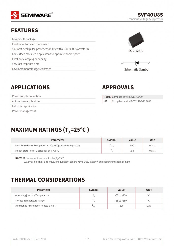 SVF40U85 datasheet page 1