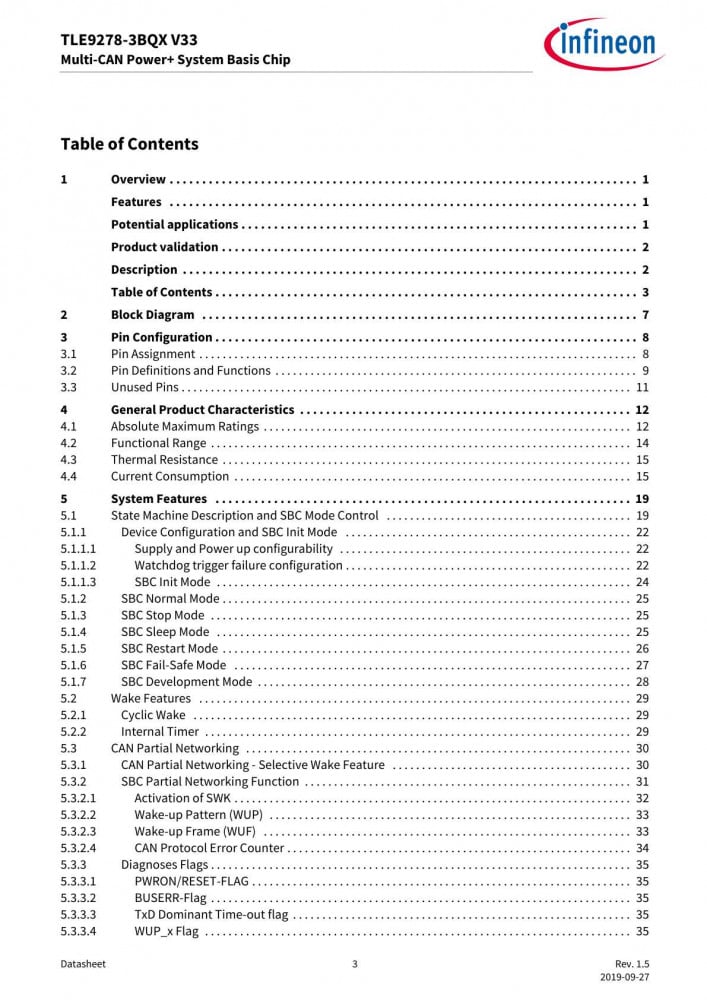 TLE9278-3BQX V33 datasheet page 3