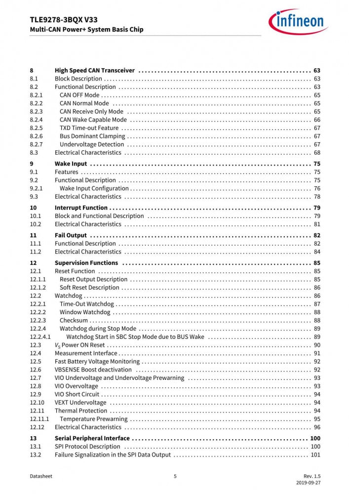 TLE9278-3BQX V33 datasheet page 5