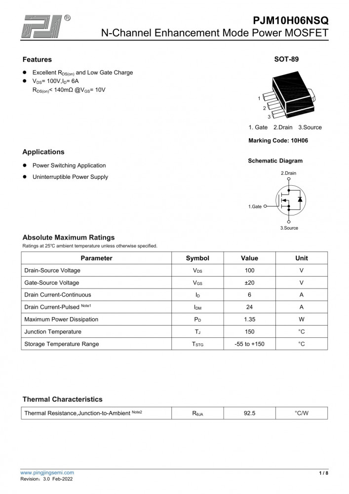 PJM10H06NSQ datasheet page 1