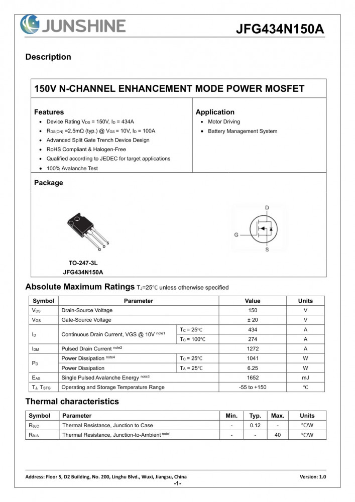 JFG434N150A datasheet page 1