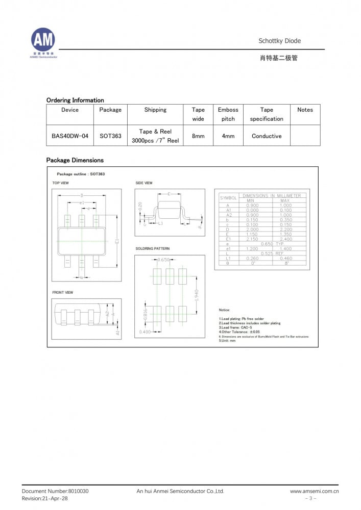 BAS40DW-04 datasheet page 3